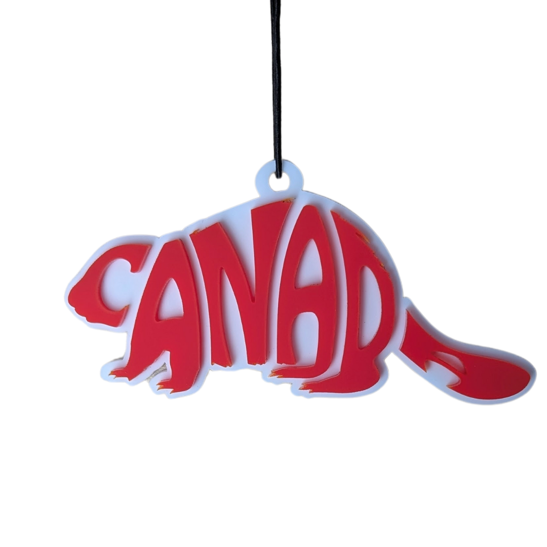 Canada Beaver Typography Ornament/Car Mirror Charm – Rosefire Customs ...